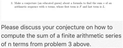 Solved Make A Conjecture An Educated Guess About A Formula