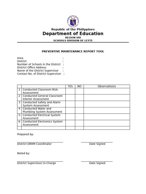 Preventive Maintenance Report Tool Pdf