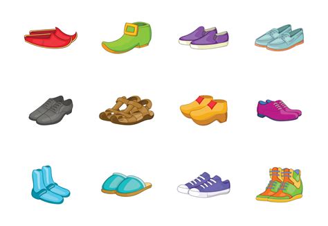 Shoes Icon Set Cartoon Style 8455280 Vector Art At Vecteezy