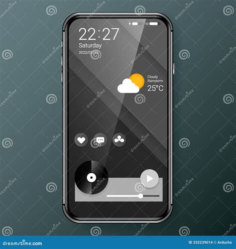 Dark Black Theme User Interface Home Mobile App Menu Stock Vector