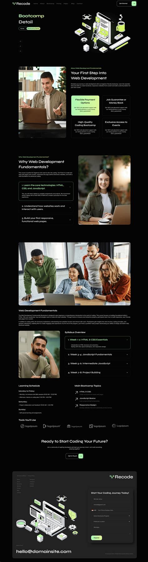 Recode Coding Bootcamp Elementor Template Kit Wp Template Kits Ft