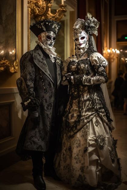 Premium Photo A Couple In Costume For The Masquerade Ball