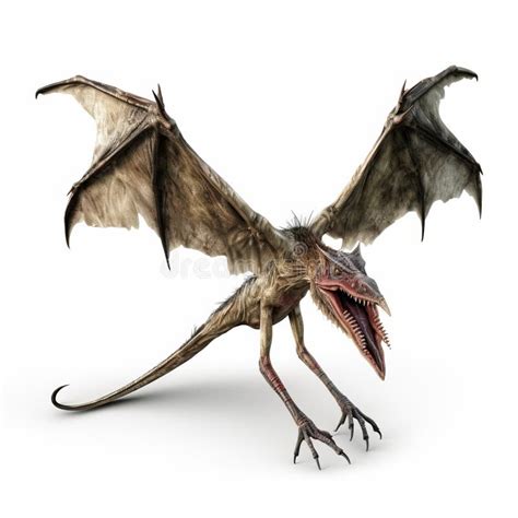 Intriguingly Taboo 3d Pterodactyl Zombie On White Isolated Background