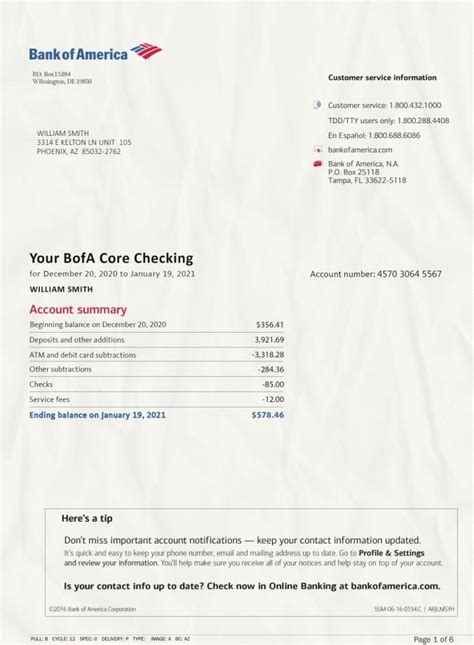 Editable Bank Of America Bank Statement Template Templates Printable 2024