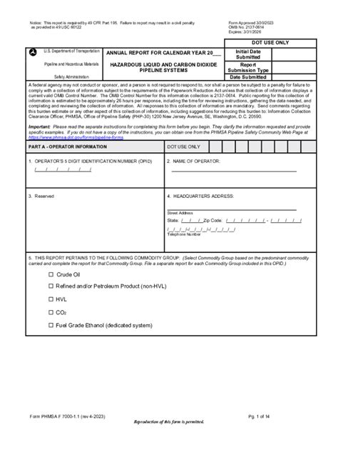 Fillable Online Hl Annual Report Form Phmsa F 7000 11 Rev 4 2023