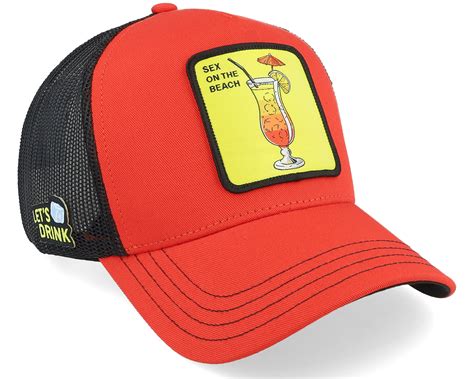 Cocktails Sex On The Beach Black Red Trucker Capslab
