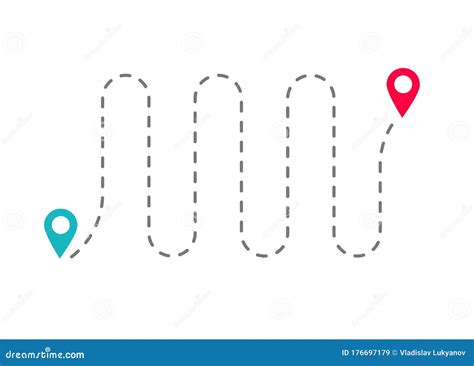 Travel Direction Place On Map Marked With Pointer Symbol Vector