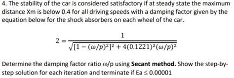 determine the damping factor ratio using secant method math homework