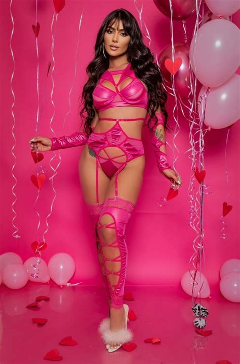 Conjunto Lingerie Bubbaloo Com Liga Luvas E Meia Essence Sex Shop