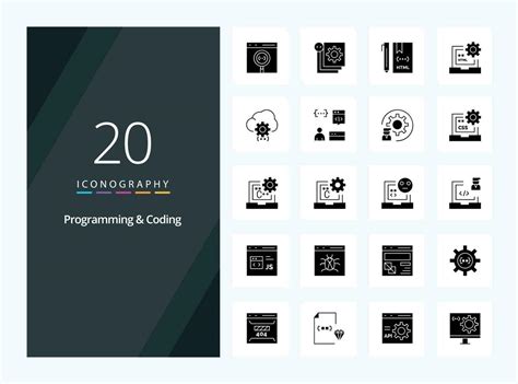 20 Programming And Coding Solid Glyph Icon For Presentation 26185678 Vector Art At Vecteezy