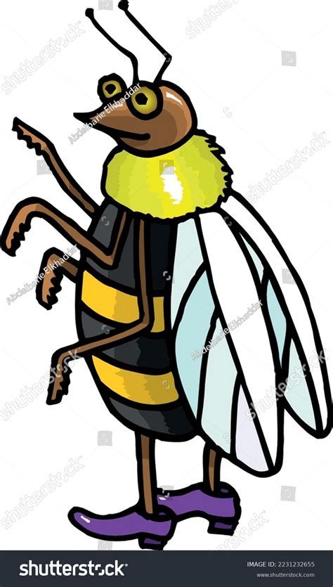 Funny Bee Comic Handdrawn Insect Cartoon Stock Vector Royalty Free 2231232655 Shutterstock