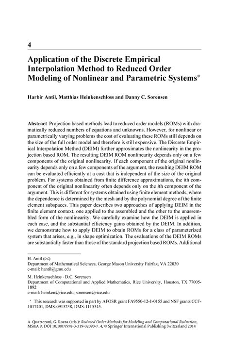 Pdf Application Of The Discrete Empirical Interpolation Method To