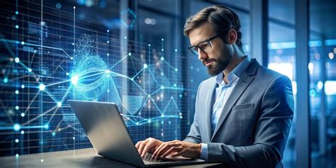 Data Scientists Man Programmer Using Laptop Analyzing And Development