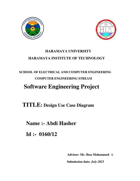 Software Projet For Worked Example Haramaya University Haramaya