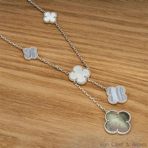 Van Cleef And Arpels White Gold Magic Alhambra 6 Motif Chalcedony