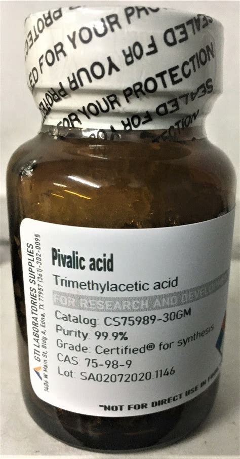 Pivalic Acid Certified® For Synthesis 30g Ebay