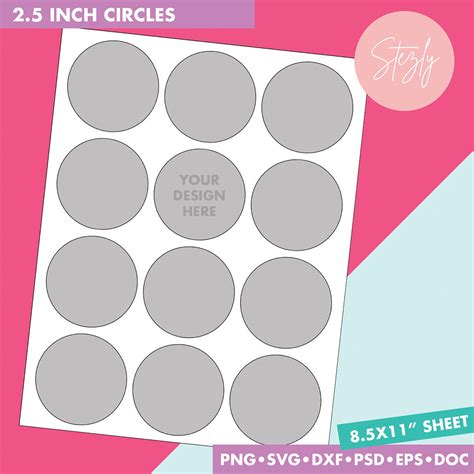 2 5 Inch Circle Template Circles Template Stickers Template Design