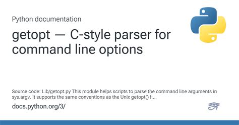 Getopt C Style Parser For Command Line Options Python Documentation