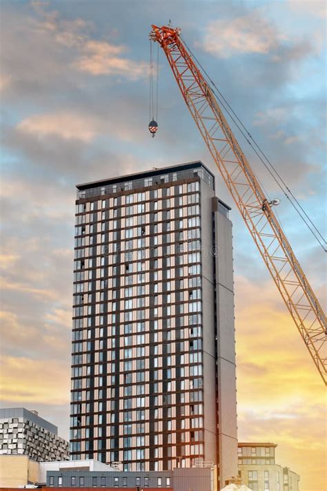 View On Tower Cranes And Building Construction Sites Around City