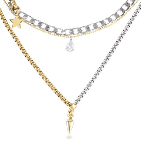 Shini Spike Trio Layered Necklace Set Artizan Joyeria