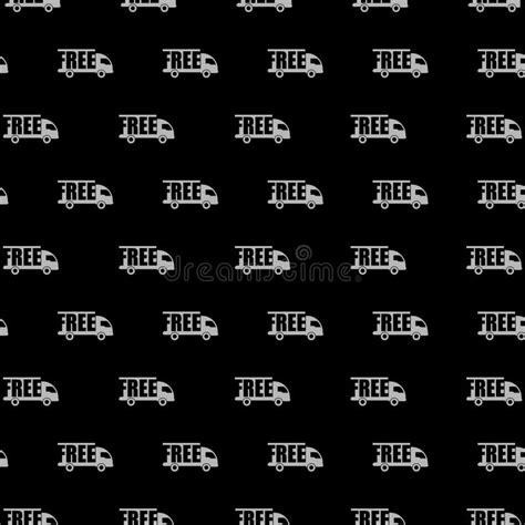 Logistics Delivery Truck Icon Isolated Seamless Pattern On Black