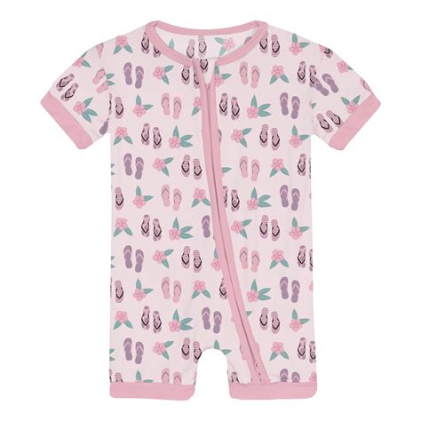 Print Shorty Sleeper With Zipper In Shrinking Violet Flip Flops And Fl