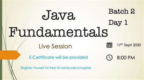 Java Fundamentals Batch 2 Day 1 Youtube