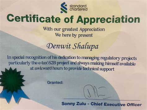 Denwit Shalupa On Linkedin Certificateofappreciation Projets