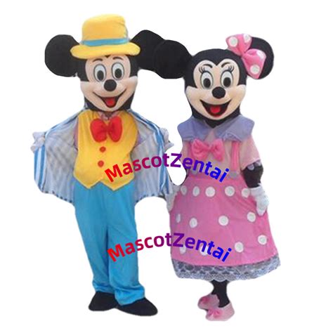 Mickey Mouse And Minnie Mouse Mascot Costume Cartoon Character Party