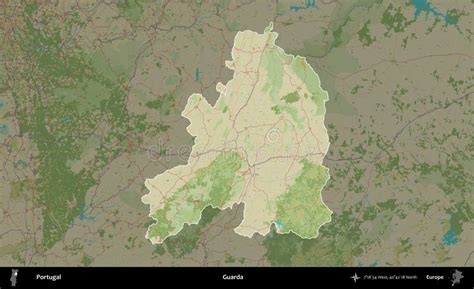 Guarda Highlighted Portugal Topographic Humanitarian Stock Illustration Illustration Of