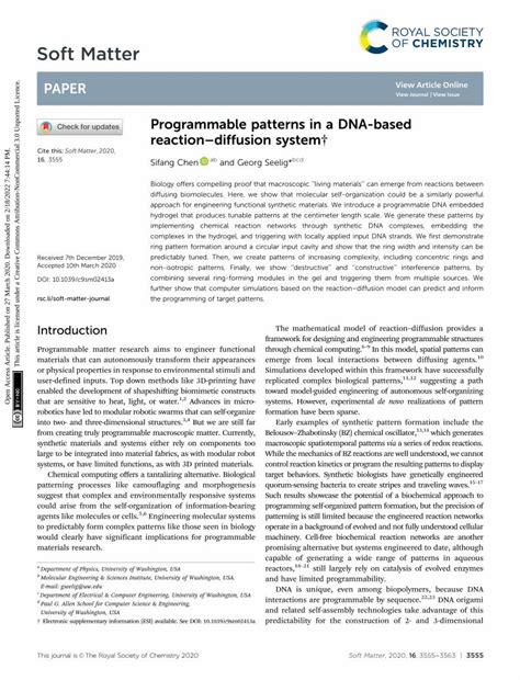 Pdf Programmable Patterns In A Dna Based Reactiondiffusion System Dokumentips