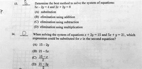 3 Determine The Best Method To Solve The System Of Equations 2y 4 And