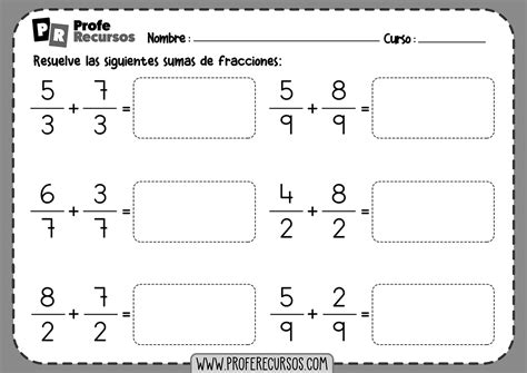 Sumas De Fracciones Con Igual Denominador