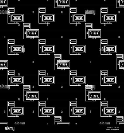 Desktop Pc With Virus On Screen Vector Viruses Concept Seamless Pattern In Outline Style Stock