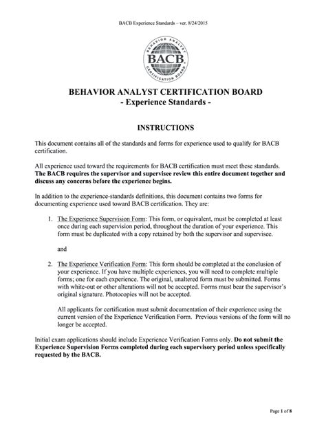 Bacb Final Verification Form Multiple Supervisors 2024 Fill Out And Sign Online Dochub