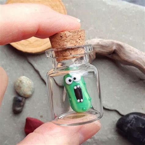 Other Home And Living Miniature Glass Screame Pickle In A Bottle Cute Tiny Pickle Handmade Glass