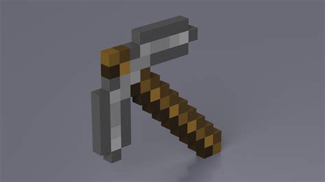 3d Minecraft Pixelated Stone Pickaxe Asset Turbosquid 2293973