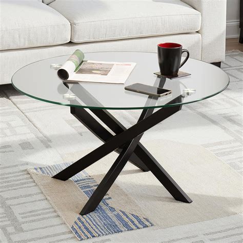 Seconique Sheldon Clear Glass And Black Round Coffee Table Wilko