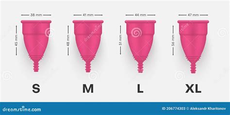 Menstrual Cups Of S M L Xl Sizes Realistic Set Feminine Personal Hygiene Pink Products