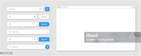 다양한 검색 창 템플릿이있는 빈 인터넷 브라우저 창 검색 상자 주소 표시줄 및 텍스트 필드가 있는 웹 사이트 엔진입니다 Ui