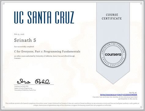 Programming C Continuouslearning Coursera Srinath Sivakumar