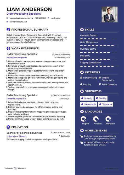 10 Order Processing Specialist Resume Samples And Templates For 2025