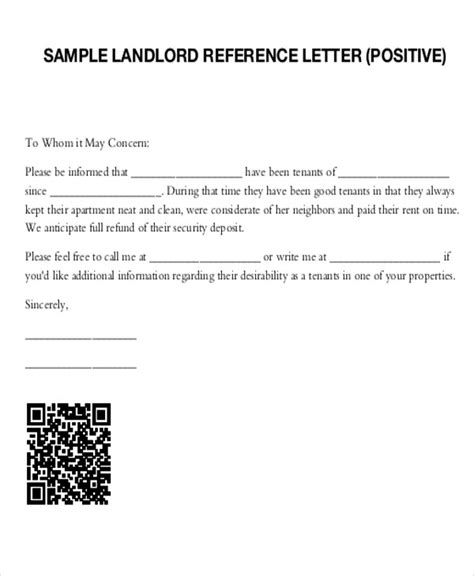 Sample Tenant Reference Letter