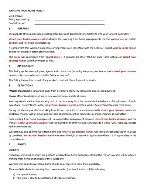 25 Free Remote Working Policy Template And Sample Pdf American Templates