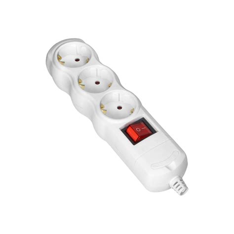 Socket Splitter 3x2pe Schuko With Central Switch White