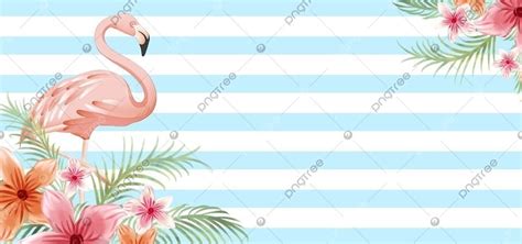 Flamingo Blue Stripes Flowers Background Flamingo Blue Stripe