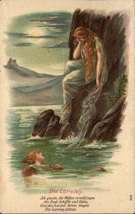 Die Loreley German Legend Fantasy Siren Dead Sailor C1910 Vintage
