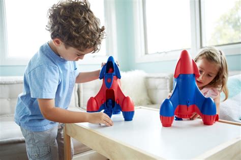 Green Toys Rocket With 2 Astronauts Toy Vehicle Playset Blue Red Toptoy