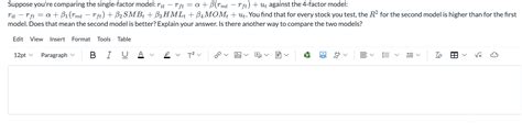 Solved Suppose Youre Comparing The Single Factor Model