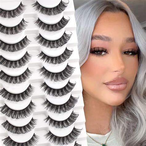 Cat Eye Lashes Natural Look Russian Strip Lashes D Curl Wispy Fluffy Russian Eyelashes Strip